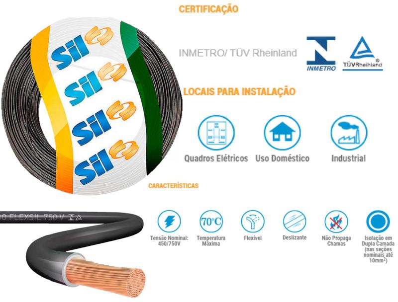 Cabo Flexível 6mm Preto rolo 100metros SIL - Sil - Fios e Cabos ...