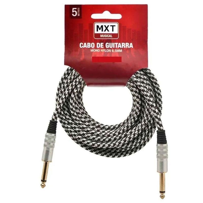 Cabo Guitarra Violão 5m Metros Blindado P10 Para P10 Têxtil 6,5MM - MXT ...