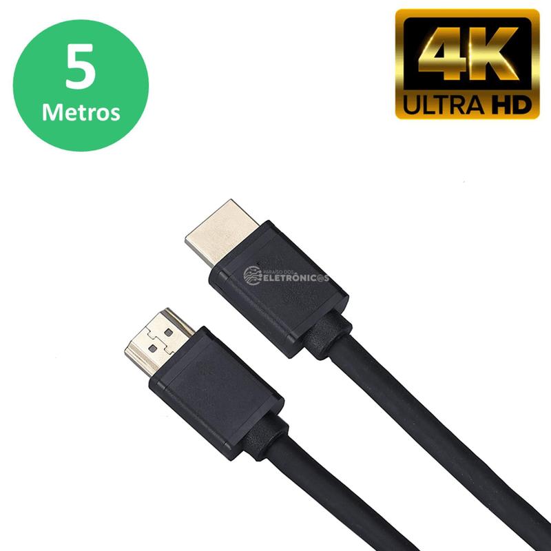 Cabo Hdmi 2.0 19 Pinos 5 Mts 4k Ultra Hd 3d Para DVR Monitor Projetor ...