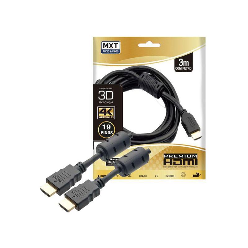 Cabo Hdmi Com Filtro 2.0 4K Ultra Hd Premium 3 Metros - MXT - Cabo HDMI ...