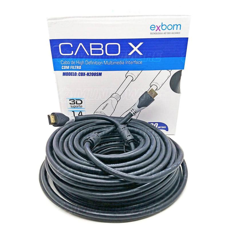 Cabo HDMI para áudio e vídeo com 30m preto - plus cable - Cabo de Vídeo ...