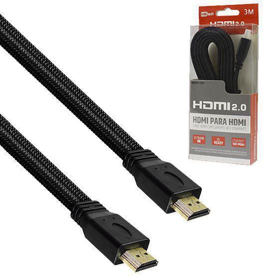 Cabo Hdmi X Hdmi Achatado Com Suporte 4K E Ethernet 2.0 3M - Js ...