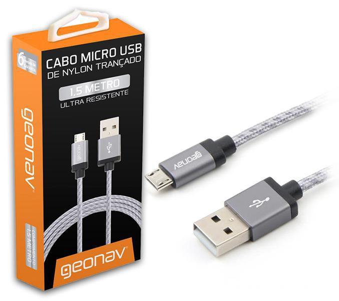 Cabo Micro USB para USB 1,5 Metros Revestido em Nylon p/ Celulares ...