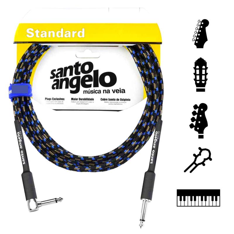 CABO P10 GUITARRA BAIXO VIOLAO 3m METROS SANTO ANGELO ANGEL TX TECIDO ...