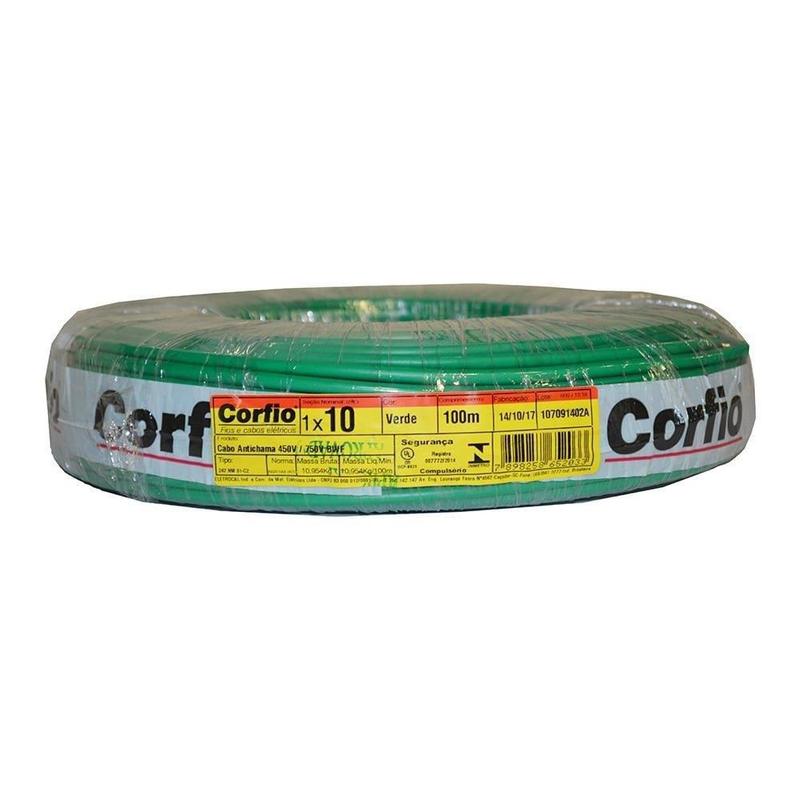 Cabo Rigido 7 Pernas Corfio 10MMx100M Rolo 750V Verde - Fios e Cabos ...