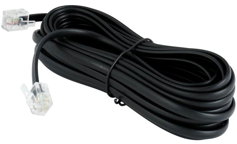 Cabo Telefônico Linha Fixa e Fax 6 Metros Rj11 X Rj11 4 Vias Preto ...