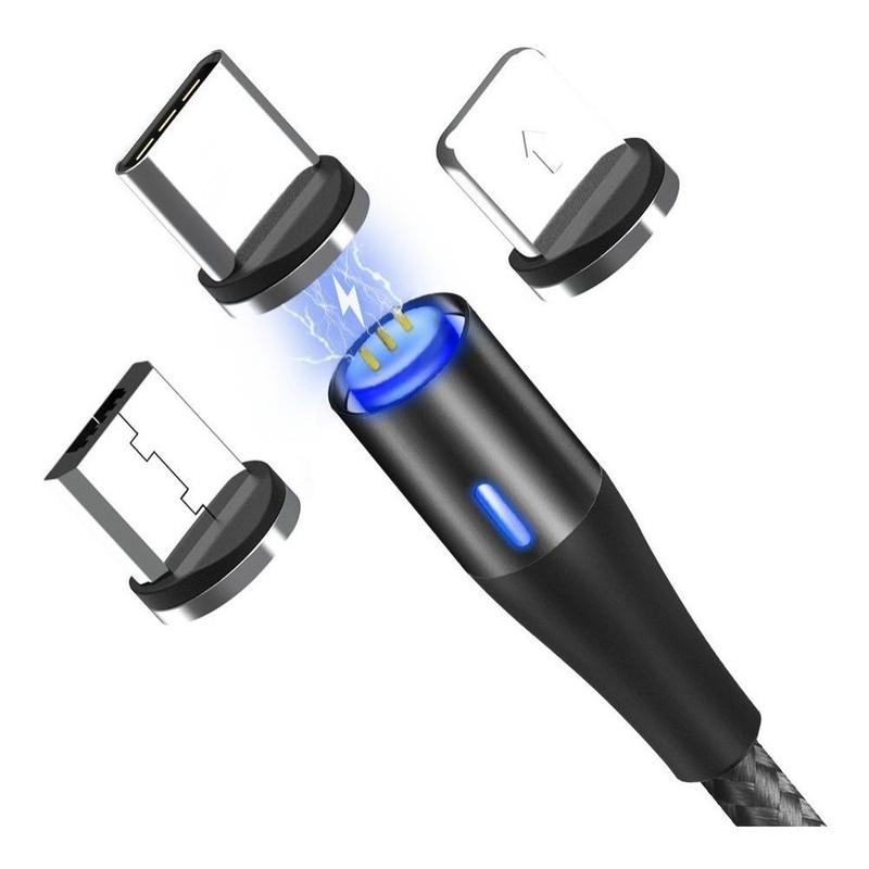 Cabo USB 3 em 1 Magnético-Micro USB-Tipo C-Lightning - Ls6 - Cabo USB ...
