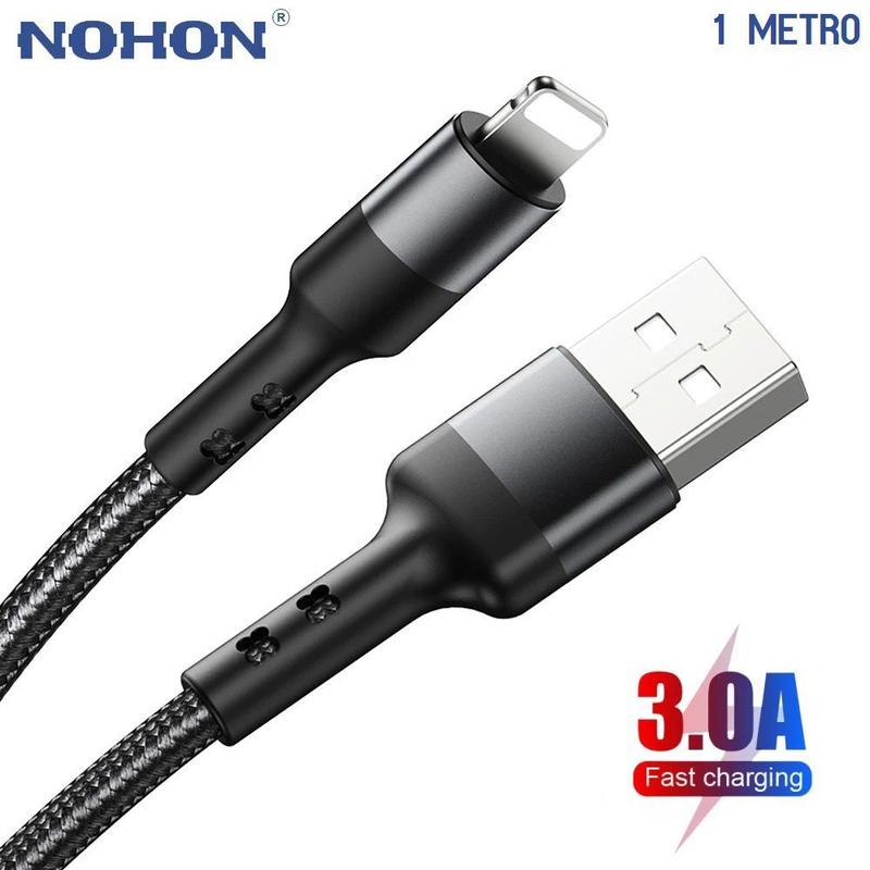 Cabo USB Compatível Com Iphone iPad Reforçado Lightning 5 6 7 8 Plus X ...