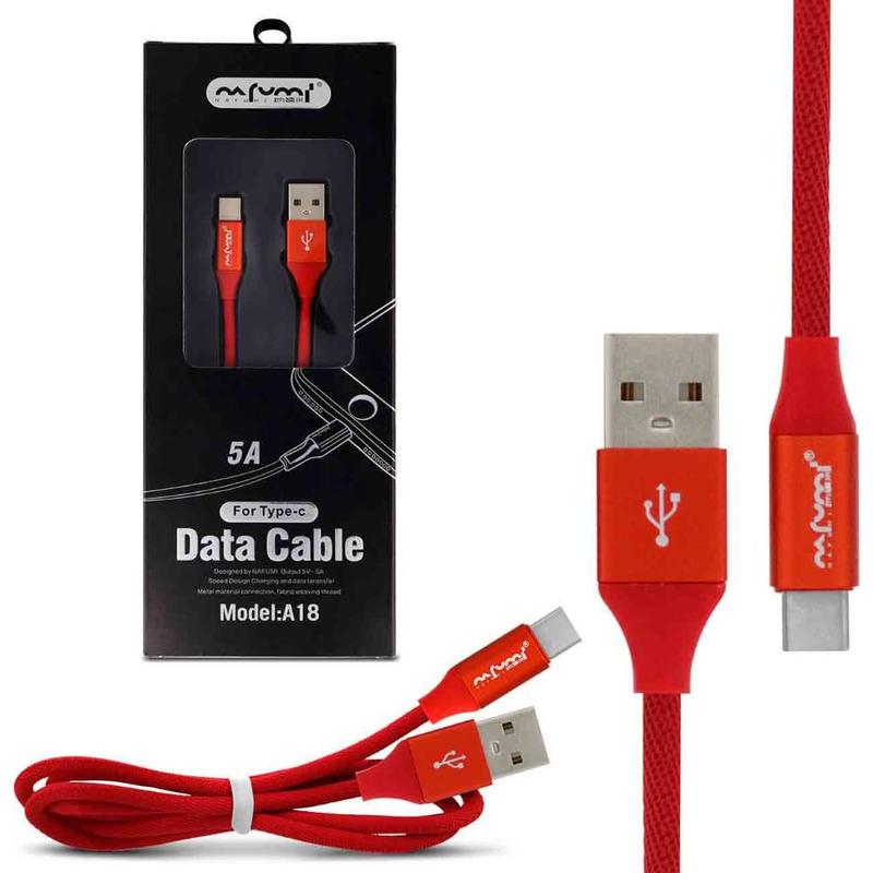Cabo Usb Data Cable A18 5a Tipo C Vermelho Para Android - Nafumi - Cabo ...