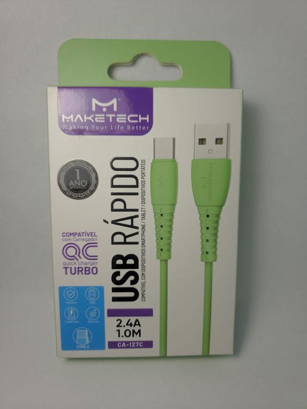 Cabo USB Micro USB Tipo C 1 Metro 2.4A CA-127C Maketech - Cabo USB ...