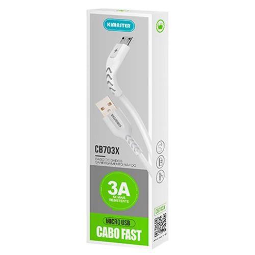 Cabo USB Micro USB V8 Emborrachado Flexível 3.0A 1m CB703X Kimaster ...
