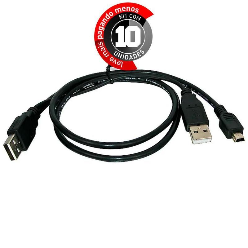 Cabo Usb Para Hd Externo - 2 Usb X 1 Mini Usb - Kit Com 10 - Cirilo ...