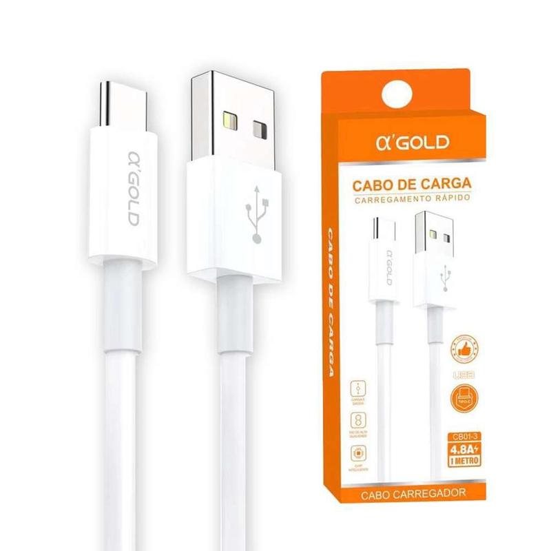 Cabo USB para Tipo C Branco 1 Metro 4.8A a'Gold - AGold - USB-C ...