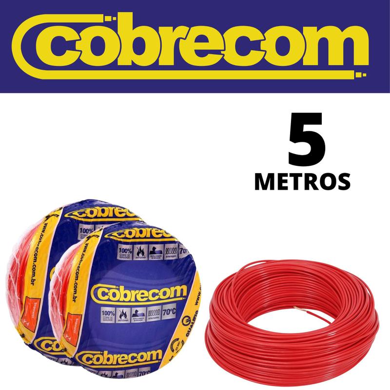 Cabo Vermelho Bitola De 6,0mm Rolo Com 5 Metros Fio Fase - cobrecom ...