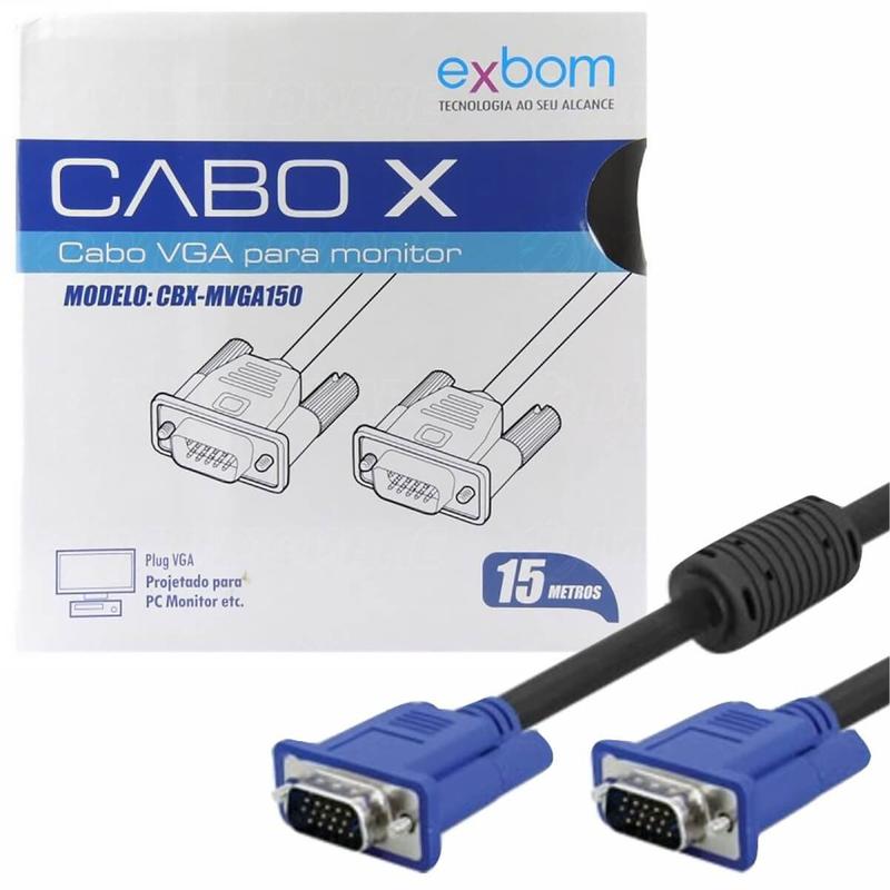 Cabo VGA Com Filtro 15M Para Monitor TV LCD Plasma Notebook - EXBOM ...