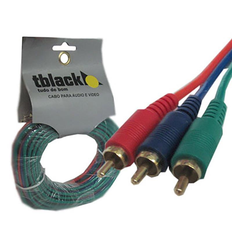 Cabo Vídeo Componente 3+3 Rca Profissional 5 Metros - TBLACK - Cabo RCA ...