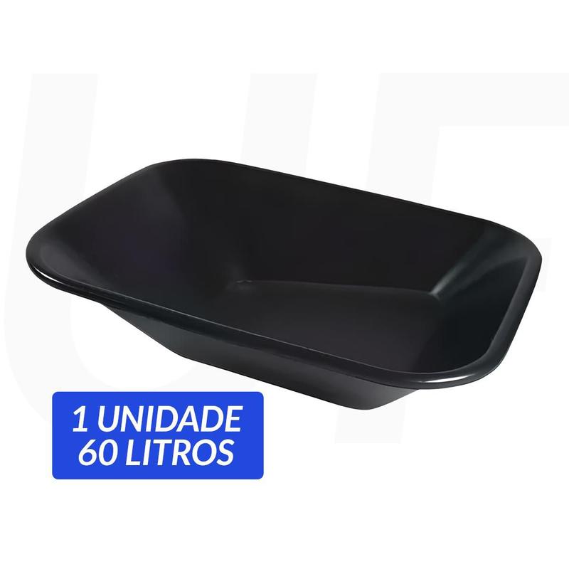 Caçamba Plástica Para Carrinho De Mão 60l S/ Furo Preta - Metasul ...