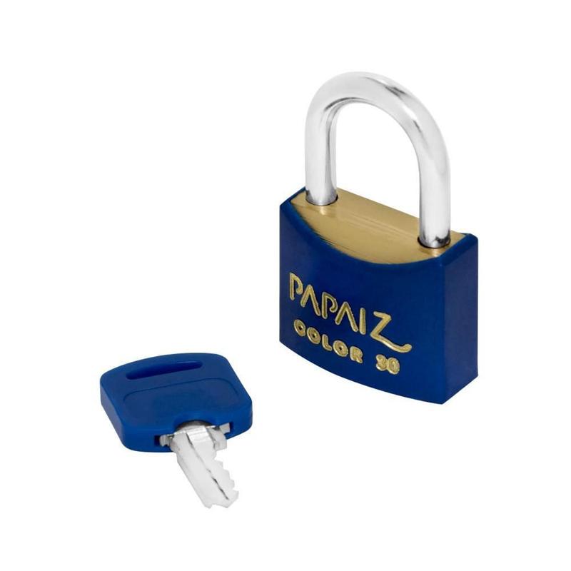 Cadeado De Latão Papaiz Color Line Cr20 C/2 Chaves Azul - Cadeados ...