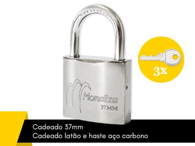 Cadeado Haste Longa Grande 37mm Portão C/ 3 Chaves - Monaliza ...