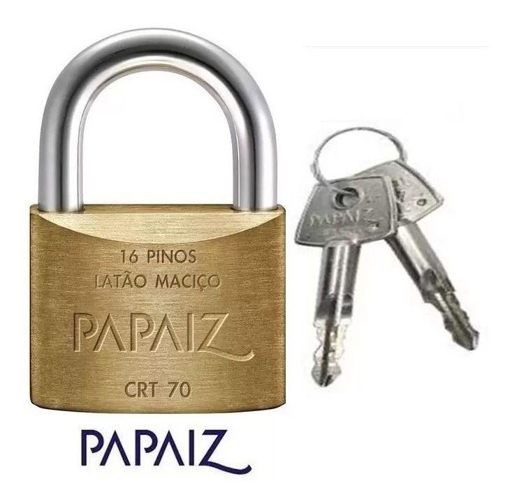 Cadeado Papaiz Grande 70mm Tetra 2 Chaves Latão Maciço Crt - Cadeados ...
