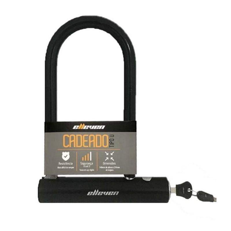 Cadeado Tipo U 140x210mm Preto com Chave - Elleven - Cadeados ...