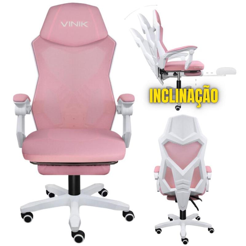 Cadeira Gamer Ergonômica Rosa Para Recepção, Escritórios, Salas e Setup ...