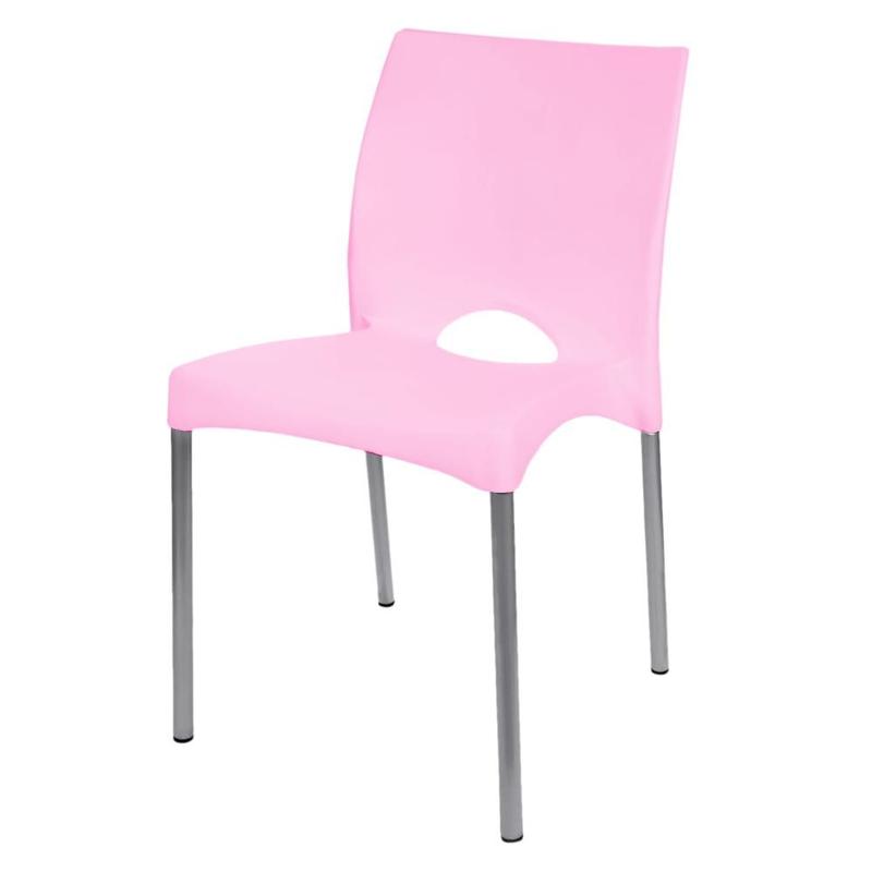 Cadeira Rosa de Plástico Pés Alumínio Boston Sala Jantar - Mais Life ...