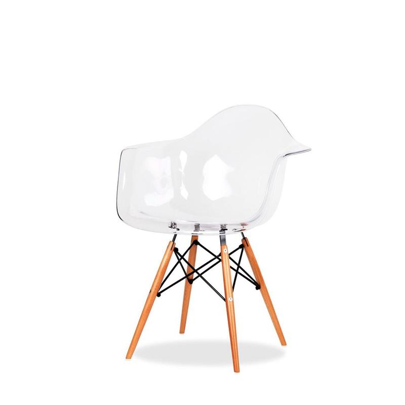 Cadeira Transparente Charles Eames Wood com Braços em Policarbonato ...