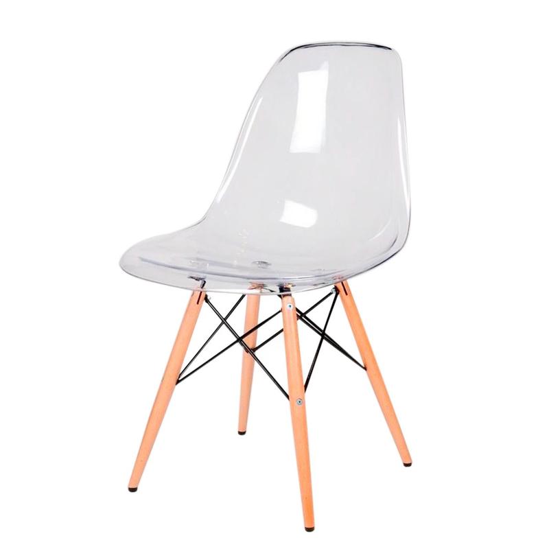 Cadeira Transparente Eiffel Eames Base Madeira Incolor 130PC ...