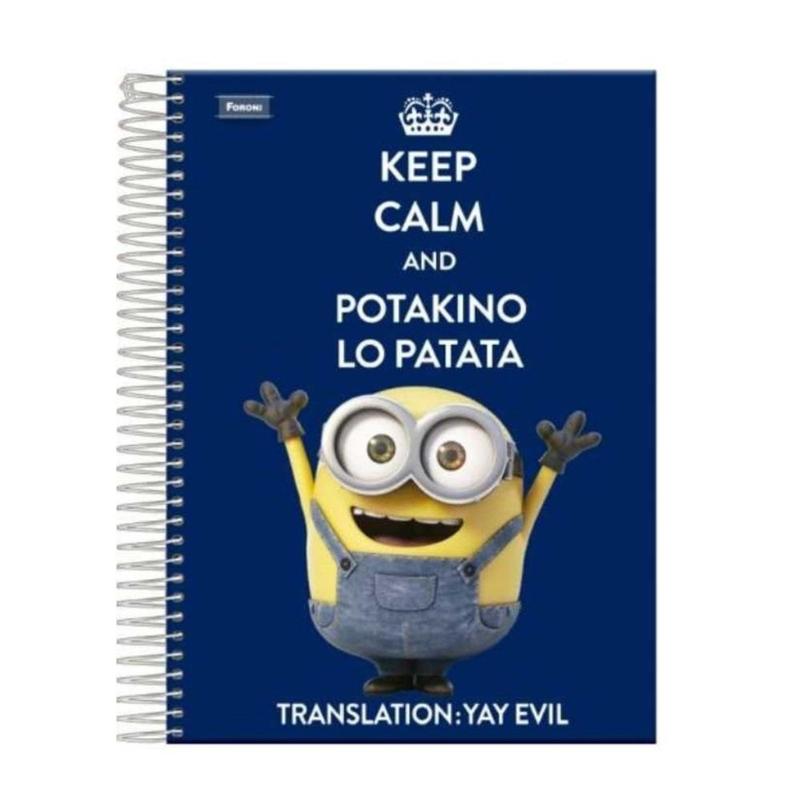 Caderno Capa Dura Espiral 1/4 96 Folhas Minions - Foroni - Caderno ...