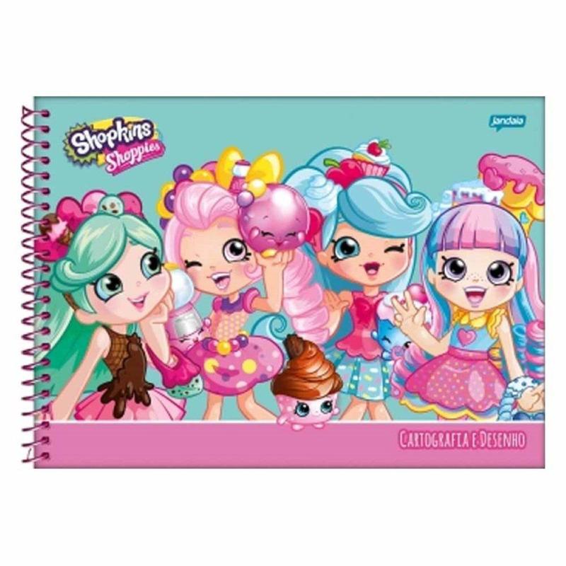 Caderno de Cartografia Shopkins Shoppies 96 Folhas Jandaia - Caderno de ...