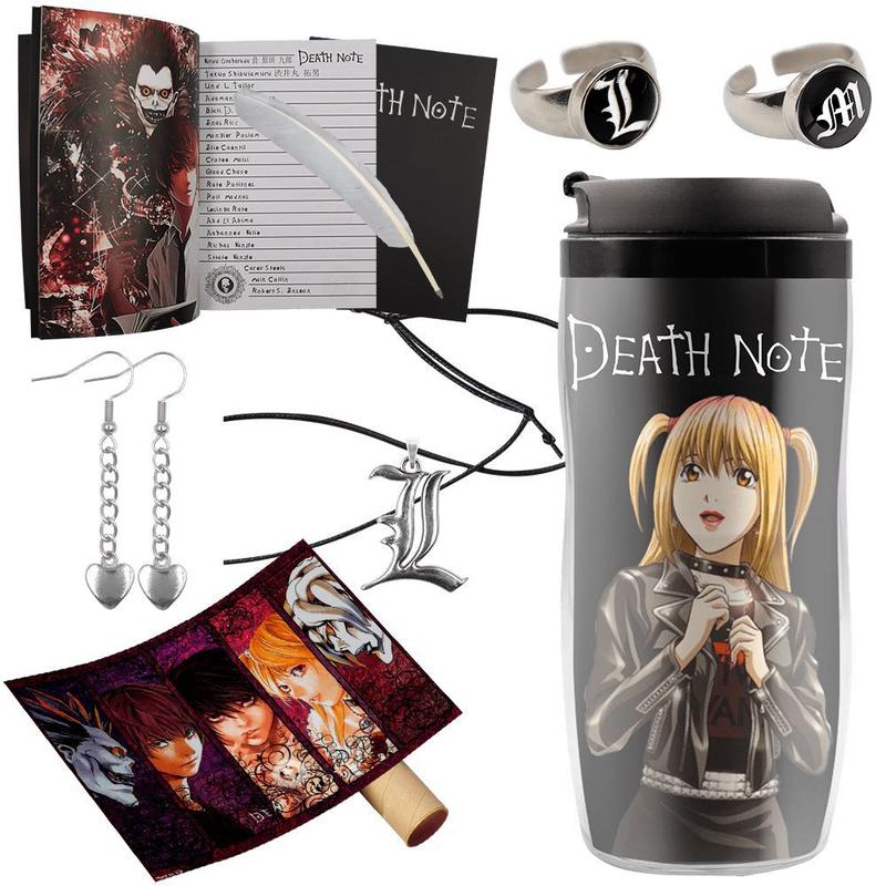 Caderno Death Note Brinco Ryuk Poster Colar e Aneis L Kira - Geeks ...