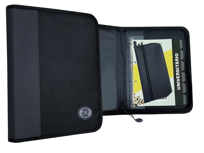 Caderno Fichario Argolado Universitário + Bloco 6 Divisória e Estojo ...