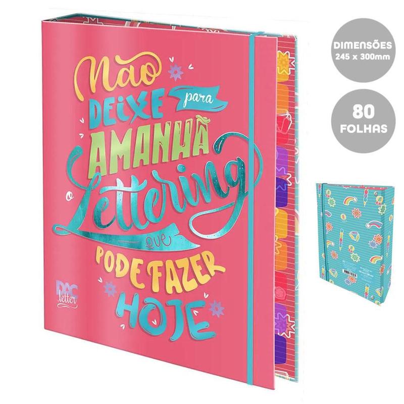 Caderno Fichário Universitário Lettering 80 Fls DAC 3750 - Fichário ...