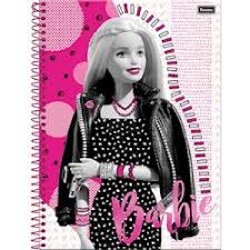 Caderno universitário capa dura 10 matérias BARBIE GLAMOUR com 200 ...