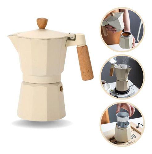 Cafeteira Italiana Bege 9 Xícaras Cabo Madeira Café Chá - CHALEIRA ...