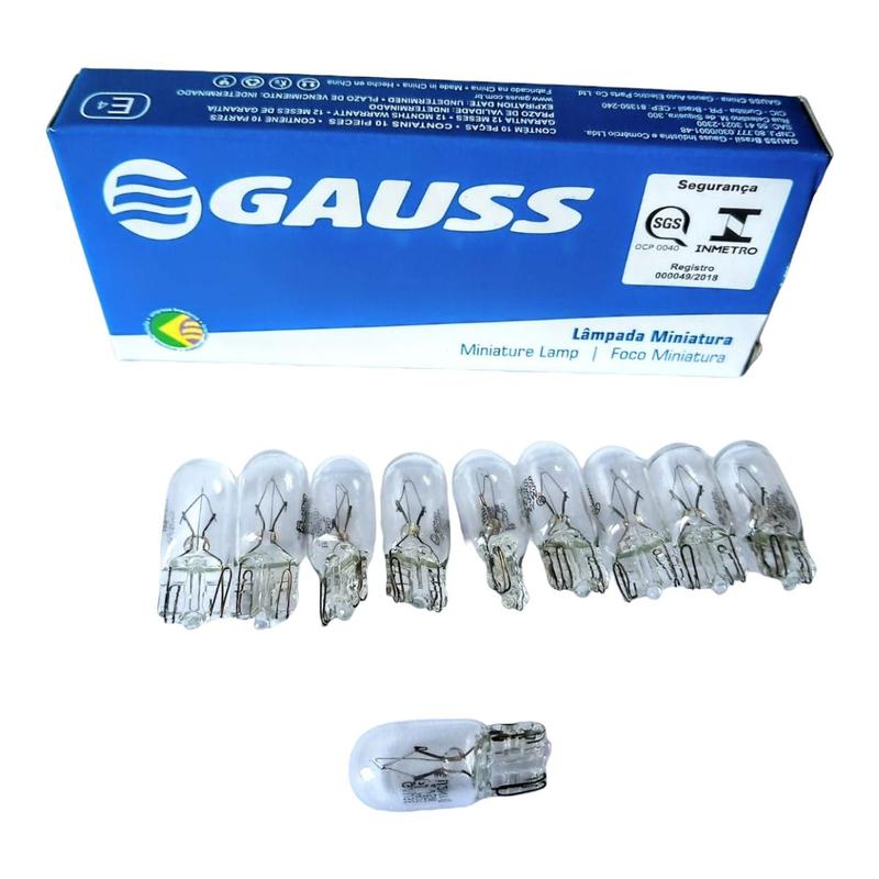 Caixa com 10 lampadas 1 polo pingao 12v 5w - GAUSS - Lâmpada para Carro ...