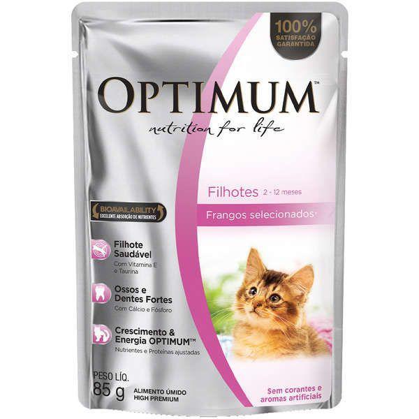 Caixa com 20 unidades de Optimum Sache Gatos Filhotes 85 g - Mars ...