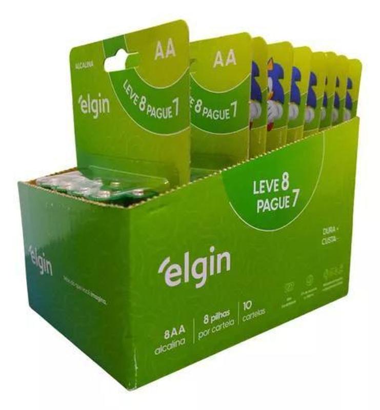 Caixa De Pilhas Alcalina Elgin Energy Aa 10 Cartelas 8 C/ Un - Pilhas ...