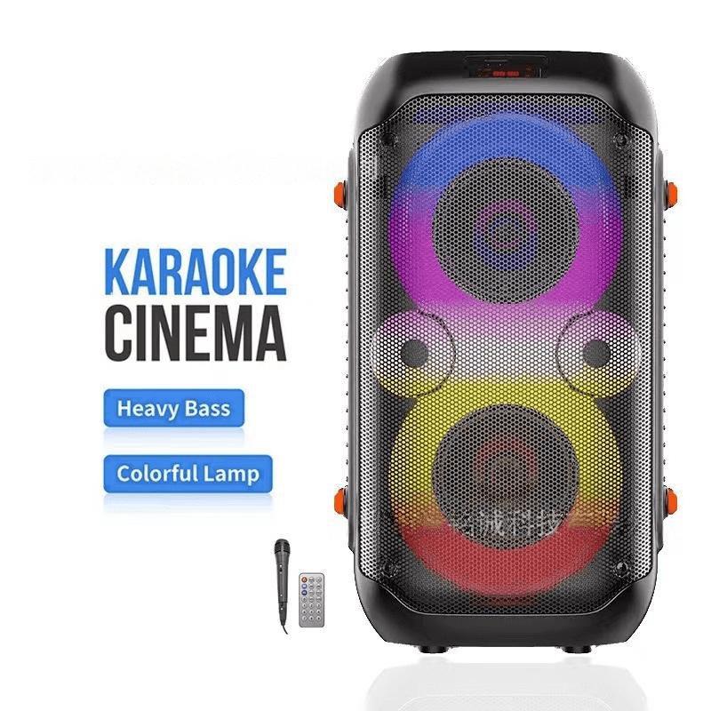 Caixa De Som Amplificada Com Duas entradas microfones LED HS-2402 ...