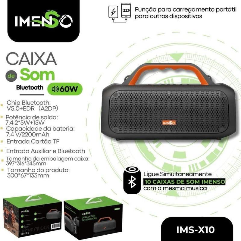 Caixa de Som Bluetooth Imenso IMS-X10 60W Anatel - Caixa de Som ...