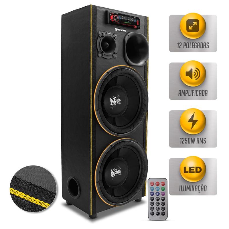 Caixa De Som Bob Residencial 1250w RMS 2 Subwoofer 12 Polegadas Shutt ...