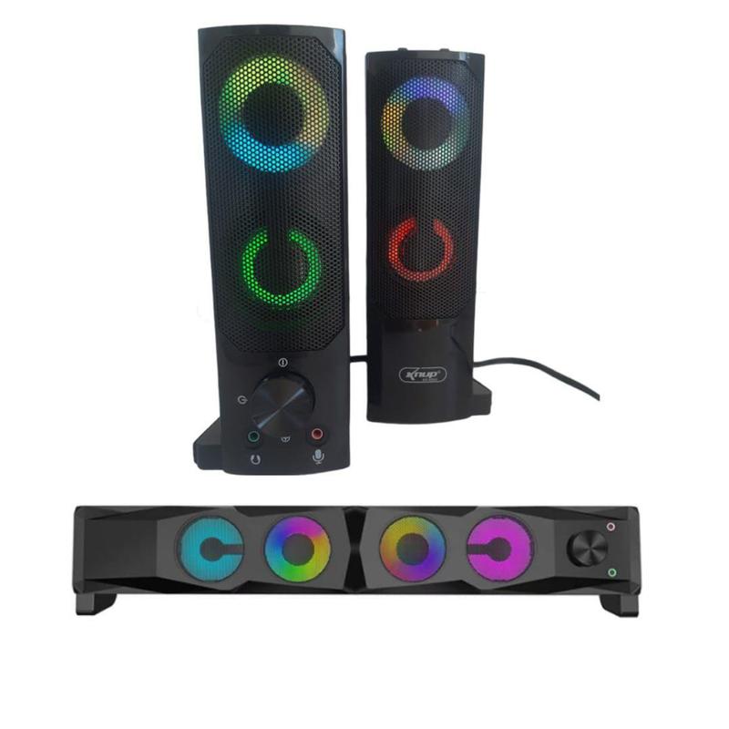 Caixa De Som Gamer Para Notebook Pc Usb/p2 Kp-6040 Led Rgb - Knup ...