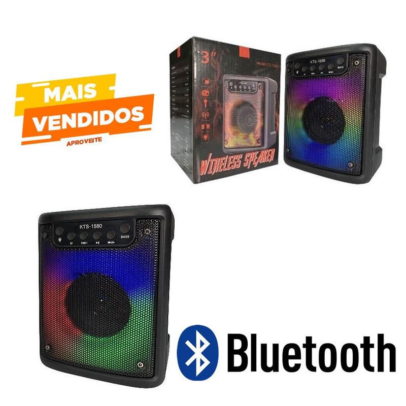 - Caixa de som Kts-1580 portatil bluetooth com luzes rádio fm, bass - Online - Caixa de Som ...