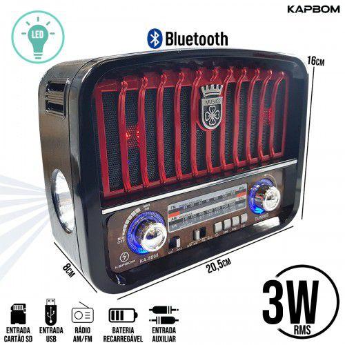 Caixa de Som Retro Bluetooth/FMAM/SD/Aux/USB KA-8808 Kapbom - Caixa de Som Bluetooth / Portátil ...