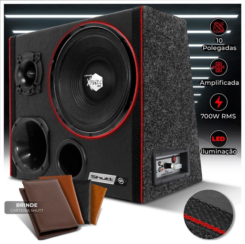 Caixa De Som Trio Automotiva Amplificada Dutada Shutt Woofer Xploode 10 Polegadas 700w Neon ...