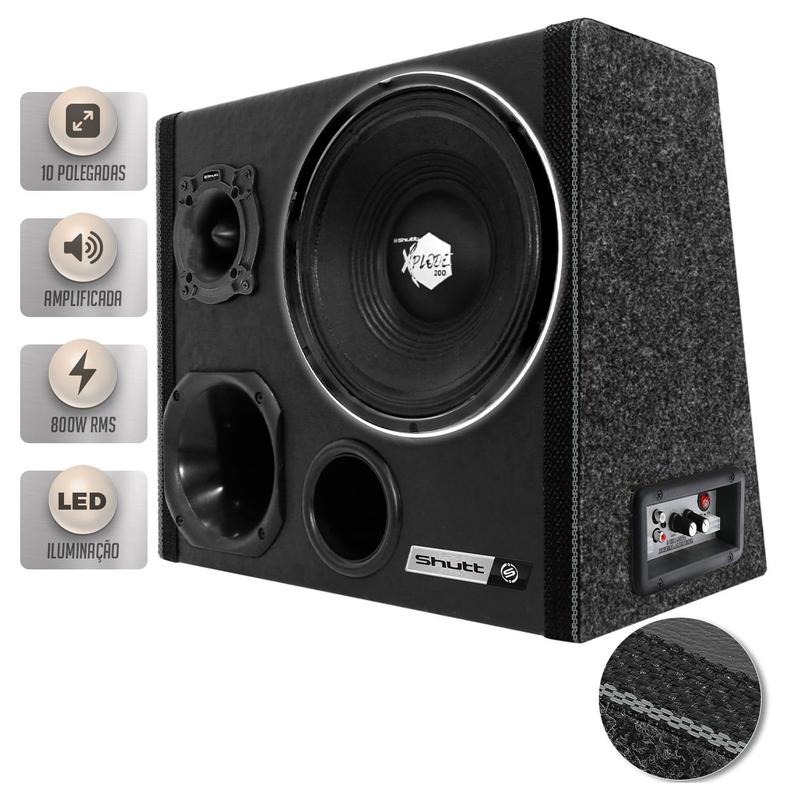 Caixa De Som Trio Automotiva Amplificada Dutada Shutt Woofer Xploode 10 Polegadas 700w Neon ...