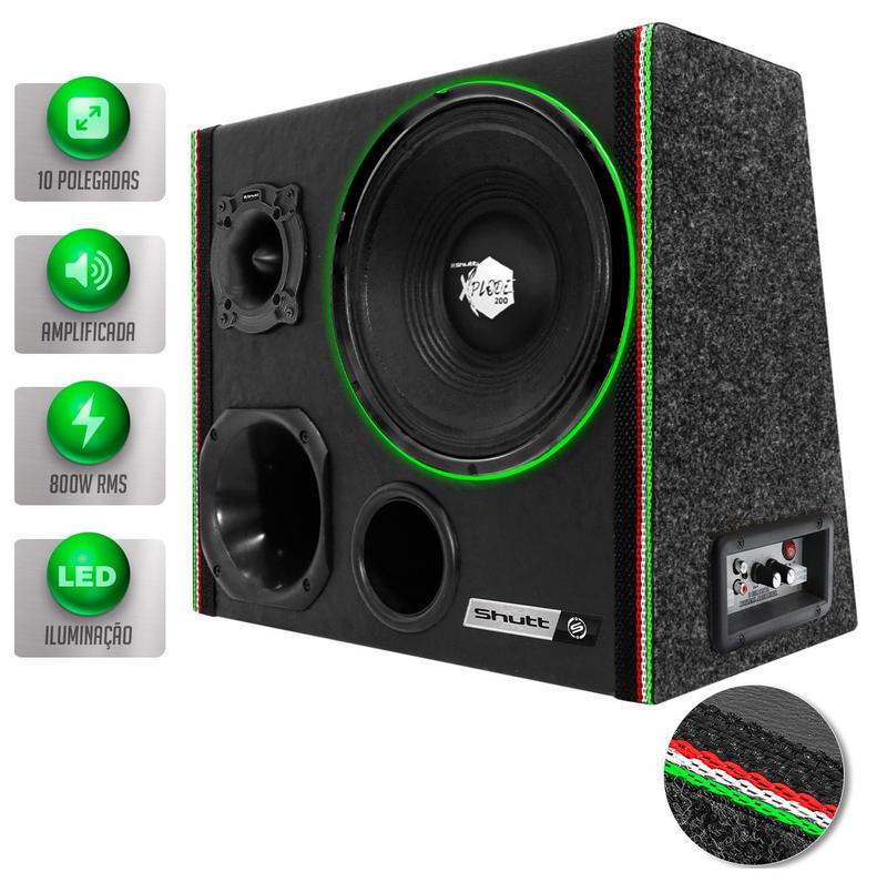 Caixa De Som Trio Automotiva Amplificada Dutada Shutt Woofer Xploode 10 Polegadas 700w Neon ...