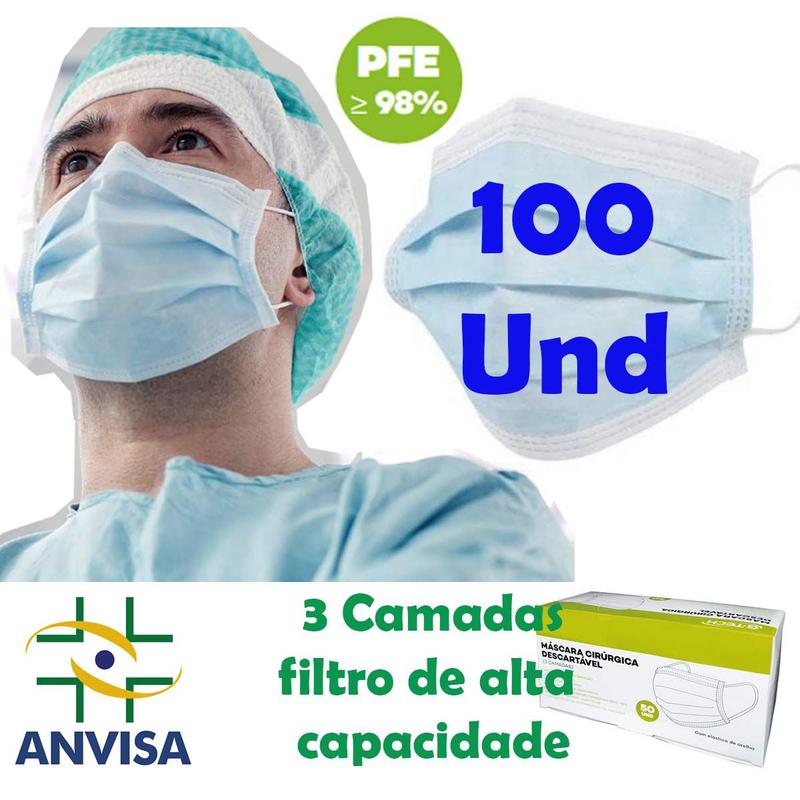 caixa mascara cirurgica descartavel tripla camada kit 100 unidade C ...