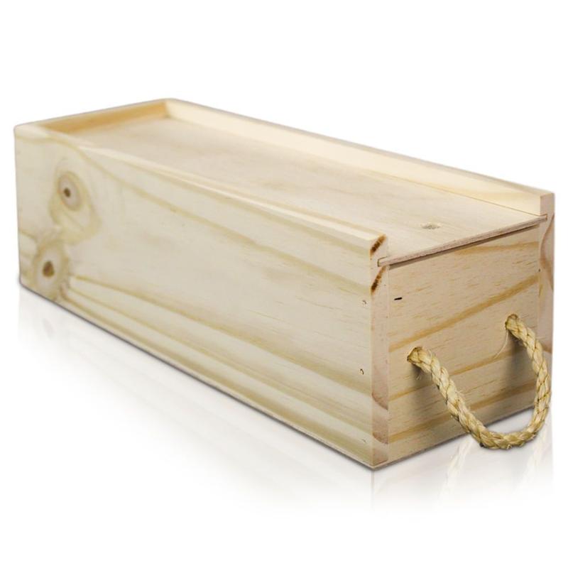 Caixa para Vinho com Tampa De Correr Madeira Pinus Tamanho: 12 x 37,4 x ...